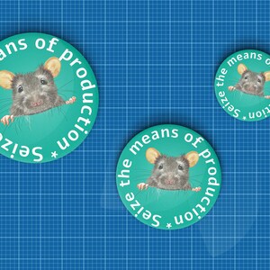 Seize the Means of Production, Button, Pin, Socialist, Anarchist ...