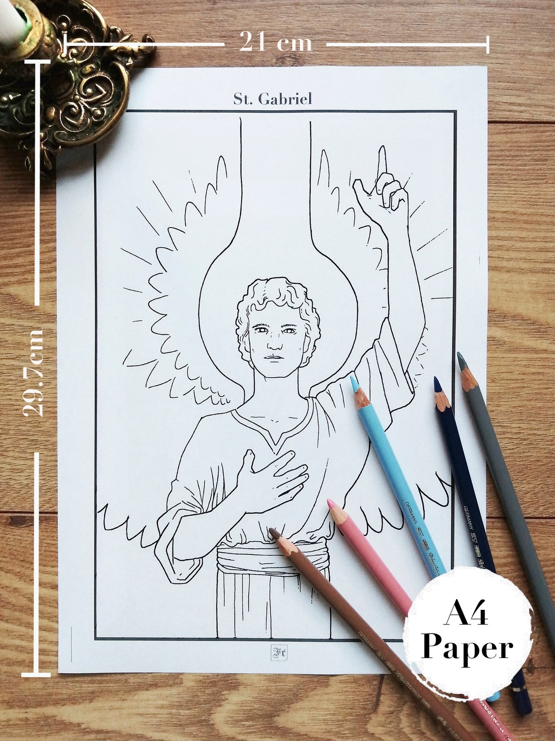 Digital Colouring Page - St Gabriel - Etsy
