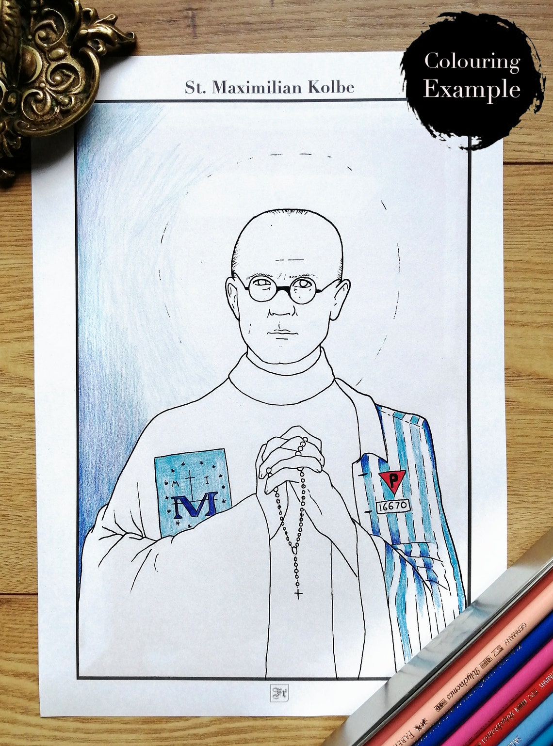 St Maximilian Kolbe - Digital Download Colouring Page - Etsy
