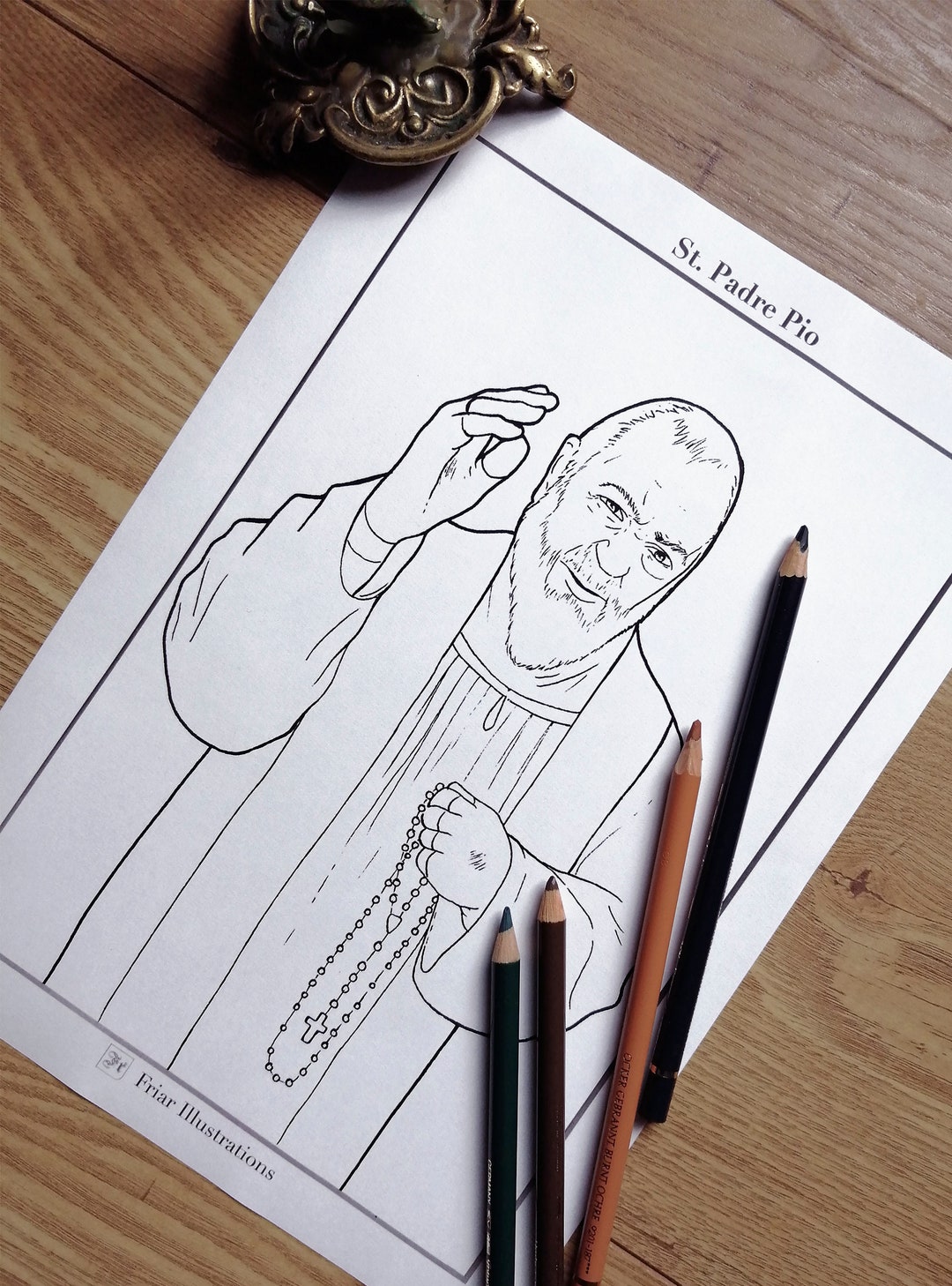 St. Padre Pio - Digital Downloadable Colouring Page - Patron Saint of ...