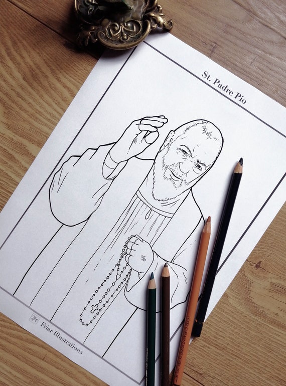St. Padre Pio Digital Downloadable Colouring Page Patron - Etsy
