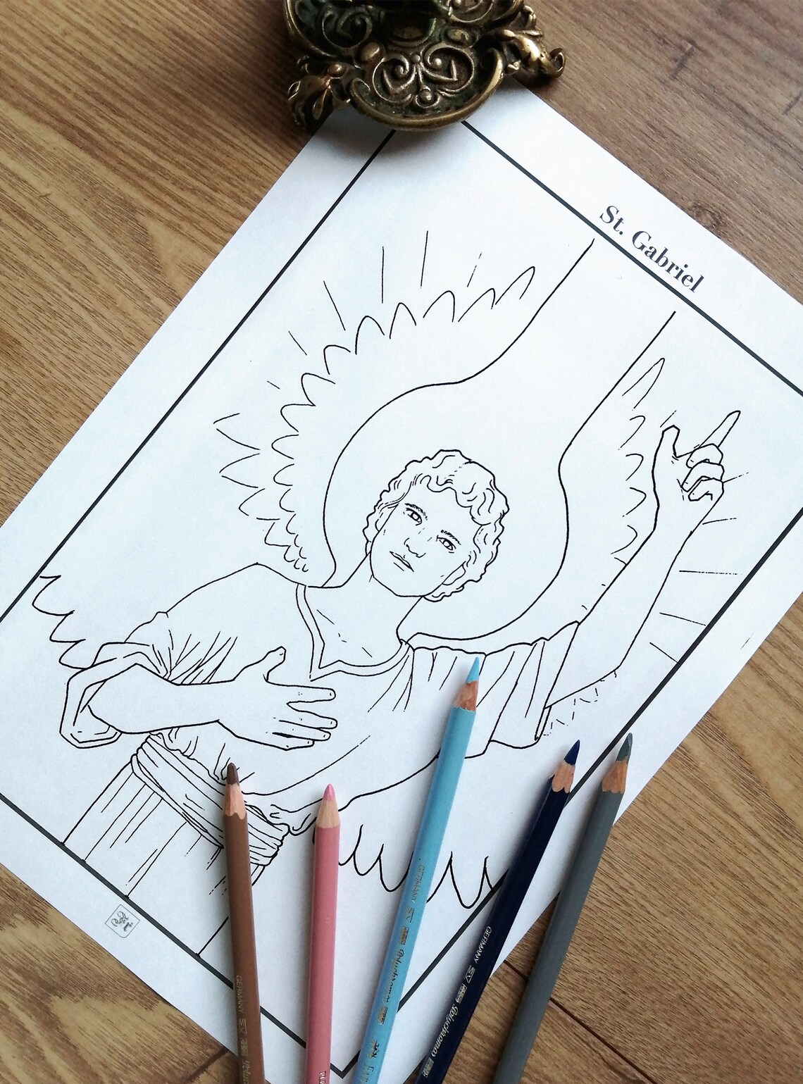 Digital Colouring Page - St Gabriel - Etsy
