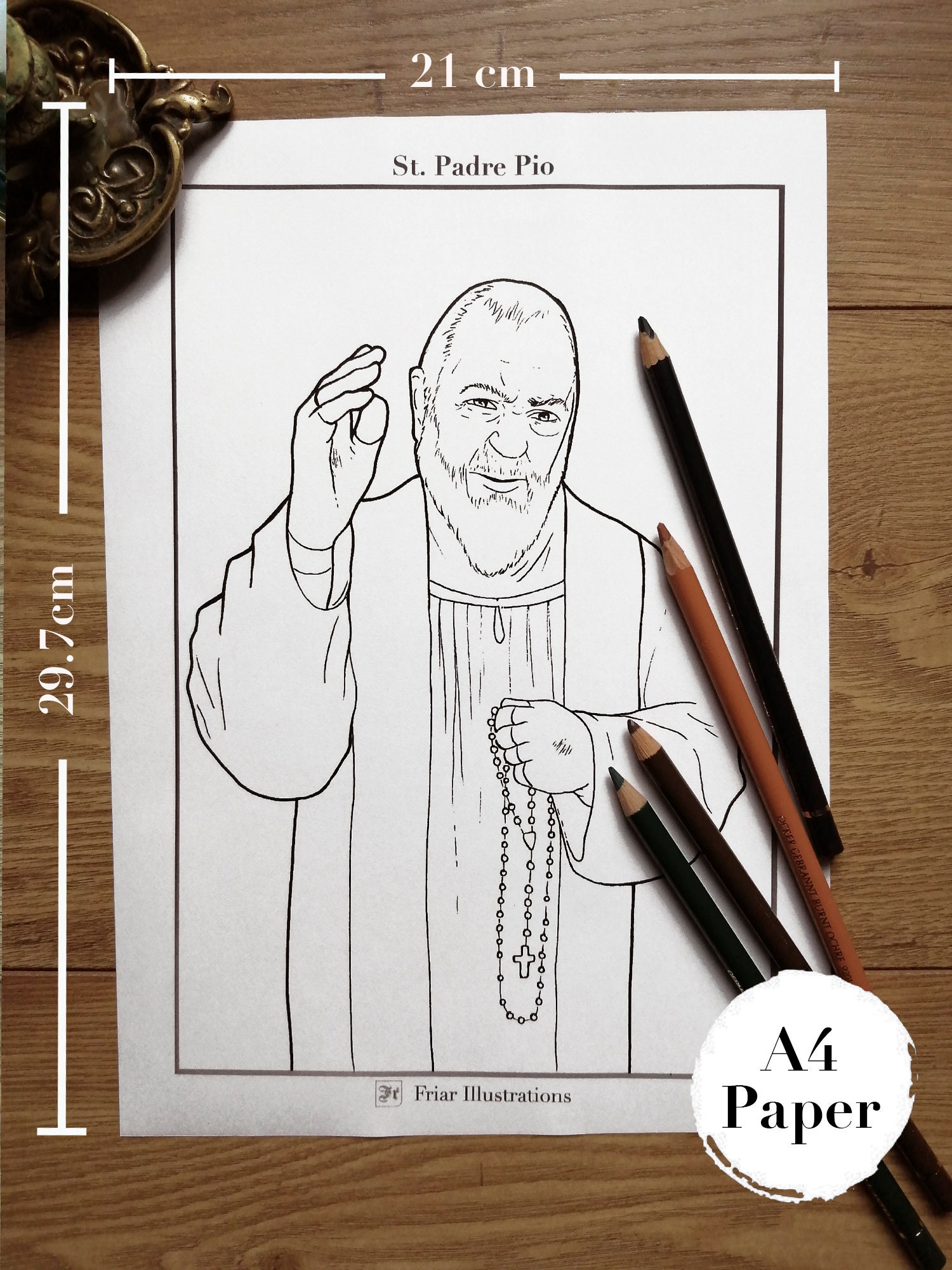 St. Padre Pio - Digital Downloadable Colouring Page - Patron Saint of ...