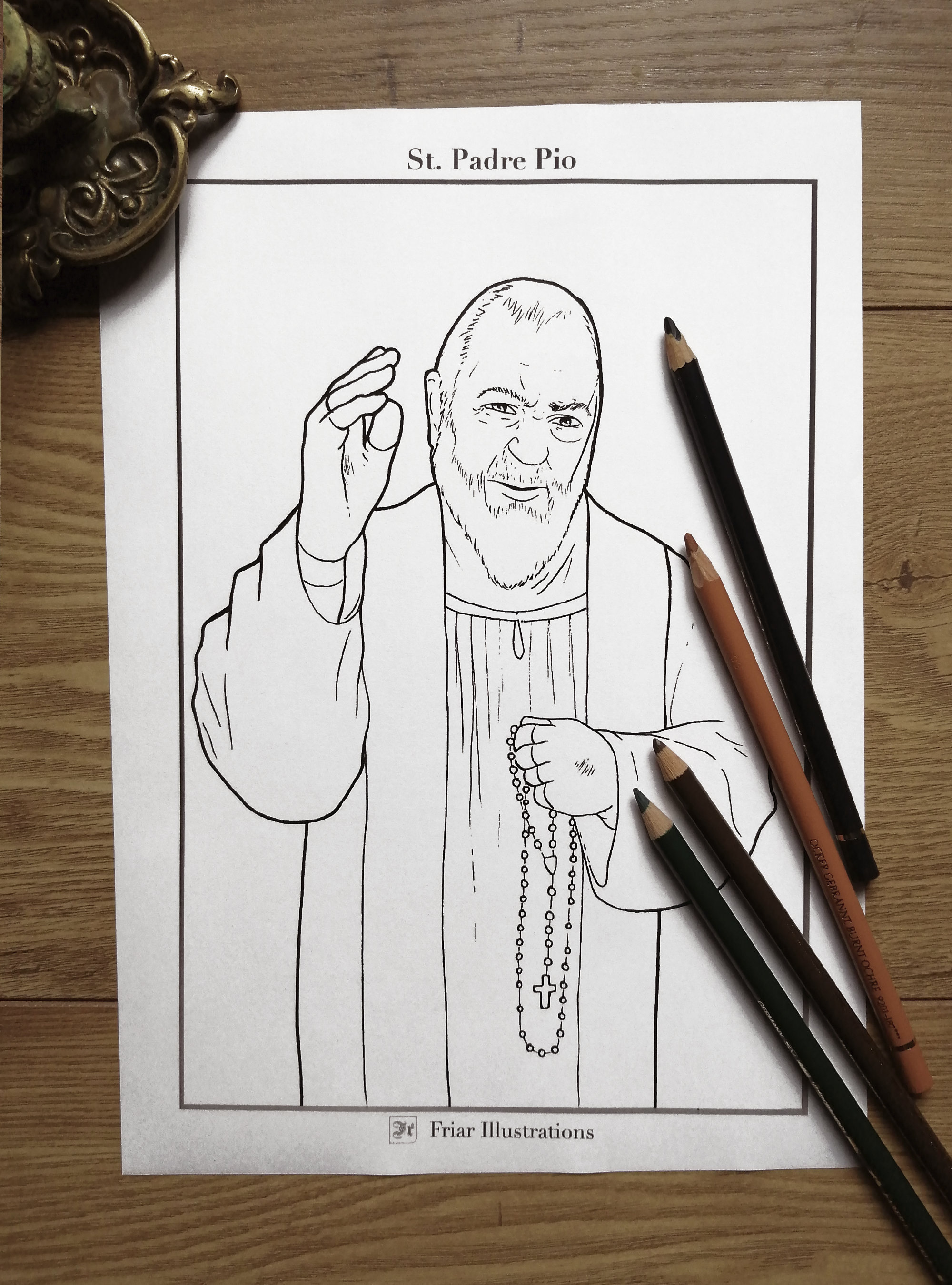 St. Padre Pio - Digital Downloadable Colouring Page - Patron Saint of ...