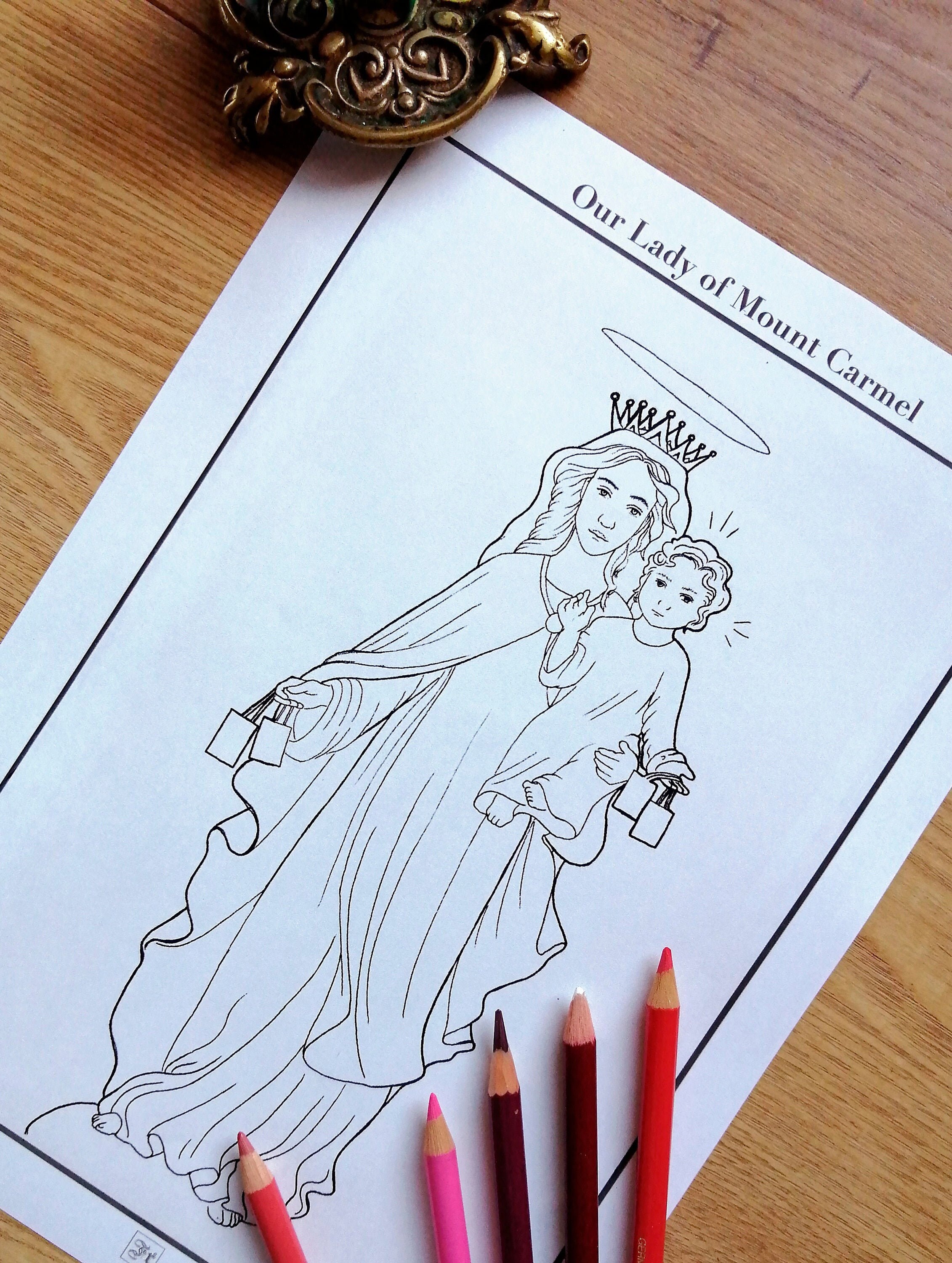 Our Lady of Mount Carmel - Downloadable Digital Colouring Page - Etsy
