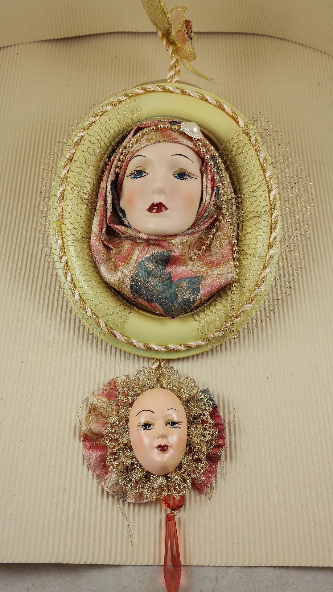 Vintage Porcelain Venezia Carnaval Mask Hanging Home Decor Two Faces - Etsy