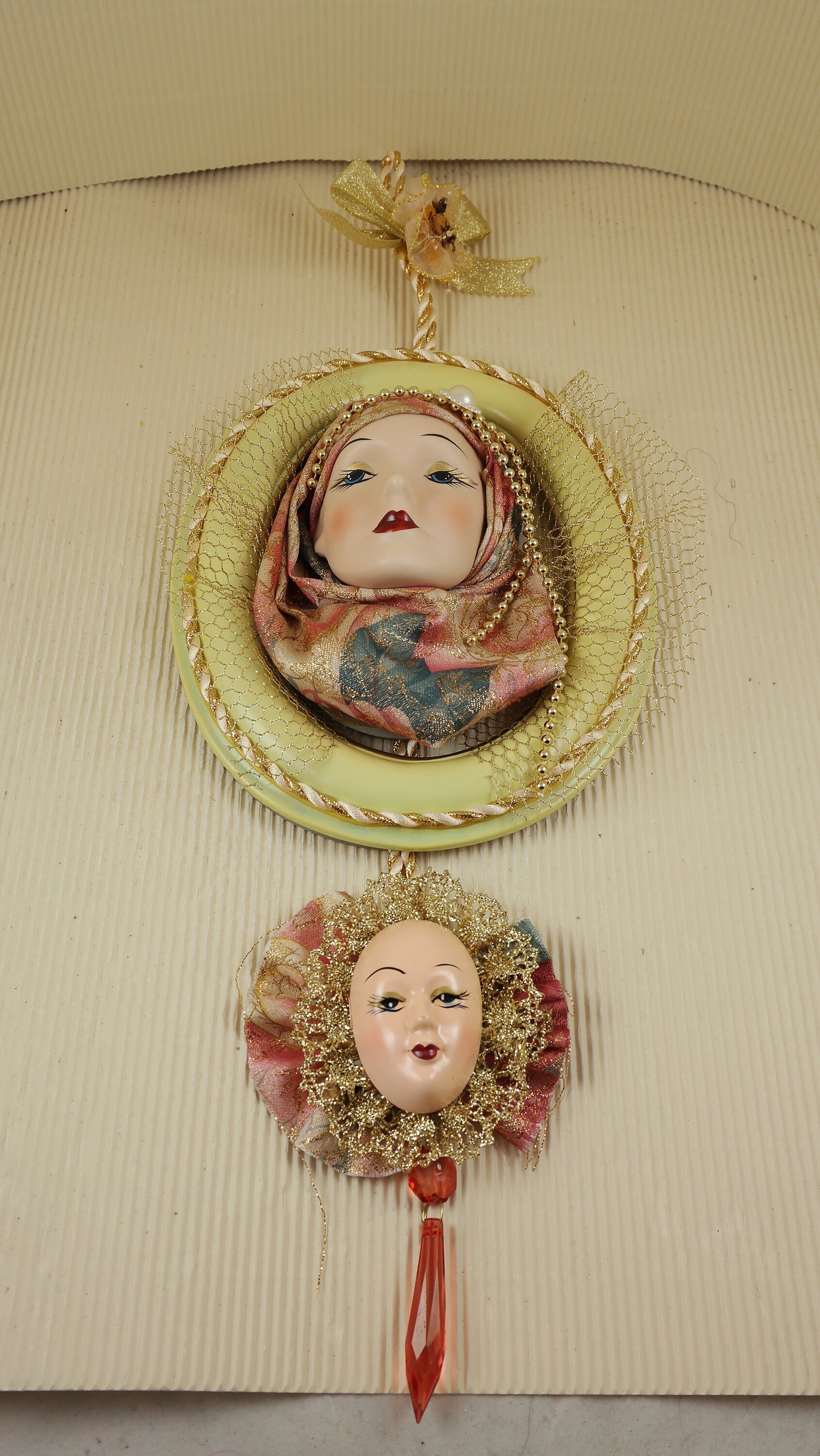 Vintage Porcelain Venezia Carnaval Mask Hanging Home Decor Two - Etsy