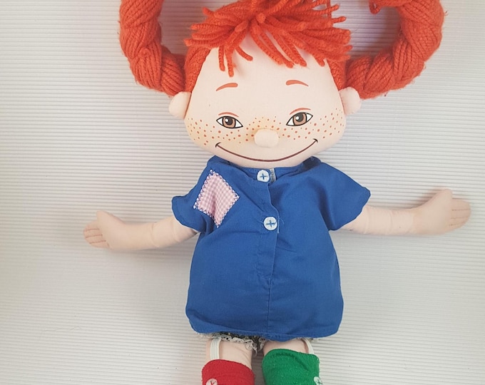 Pippi Longstocking Plush Doll Astrid Lindgren 16" Tall Omega Toy - Etsy