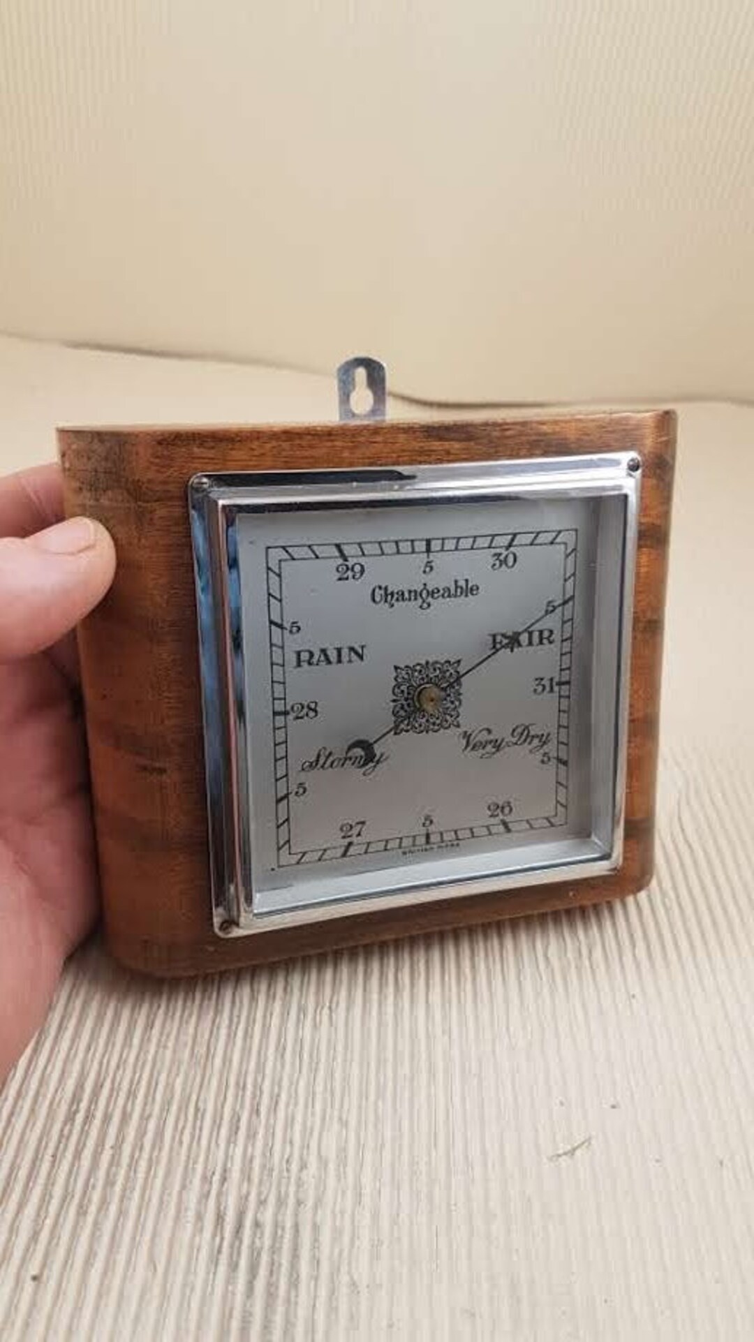 Square Barometer English Made Weather Measure Device Vintage - Etsy