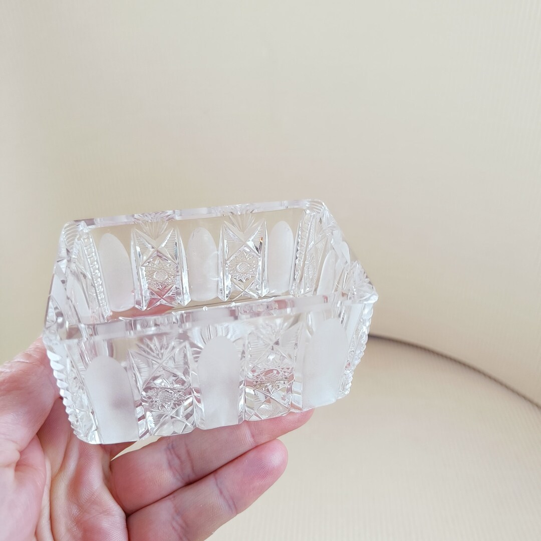 Vintage Crystal Glass Mini Rectangle Box for Rings - Etsy