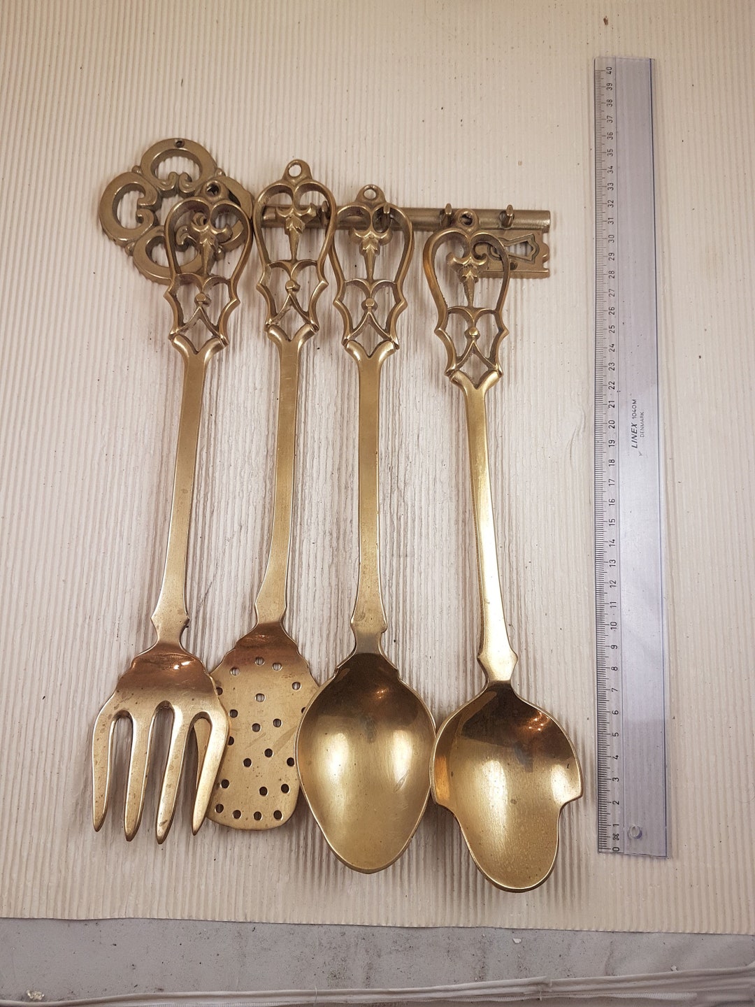 Vintage Solid Brass Kitchen Decorative Set Utensils Spoons - Etsy