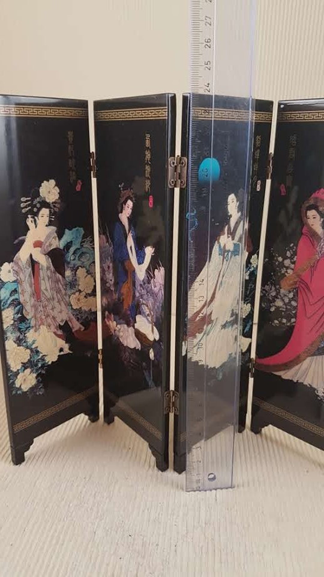 Collectable Woodware Hand-made China Ancient Four Beauties Noble Screen ...
