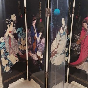Collectable Woodware Hand-made China Ancient Four Beauties Noble Screen ...