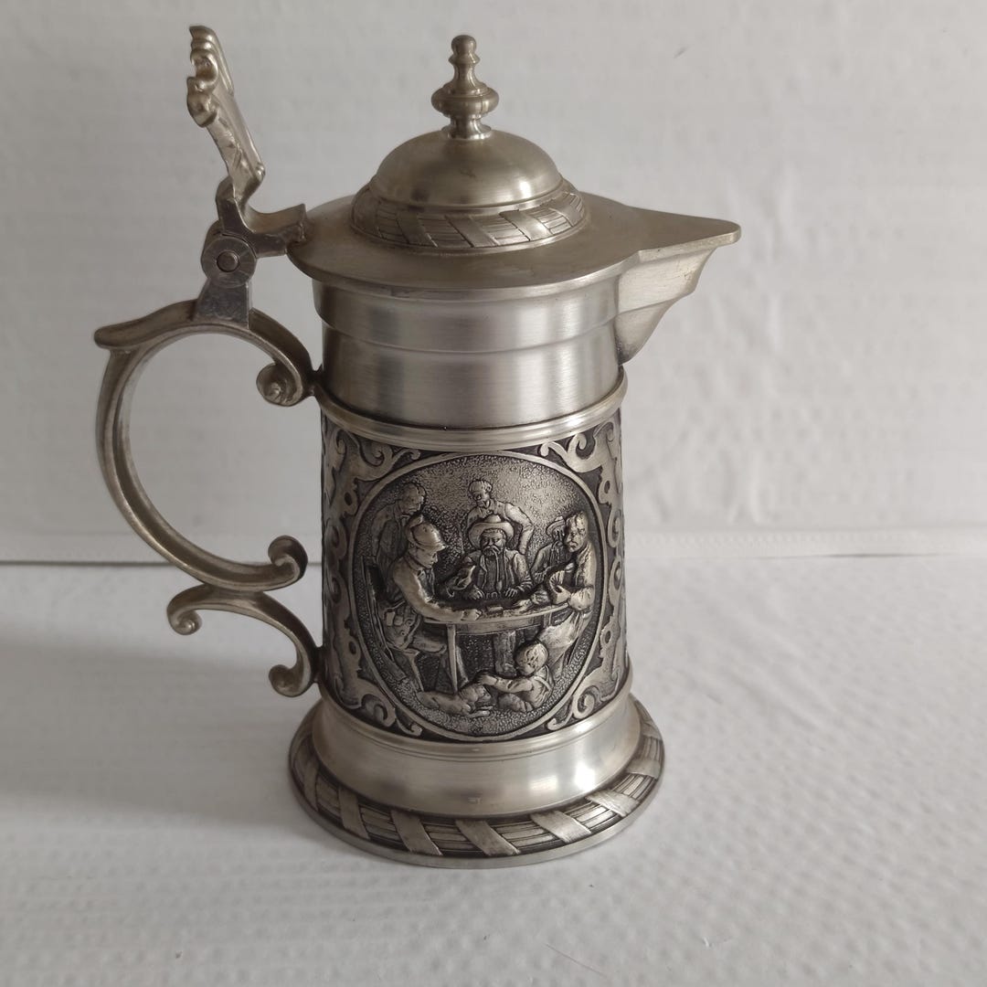 Vintage Tin Jug Mug Tin 95% Made Western Germany Jug Mug With Lid for ...