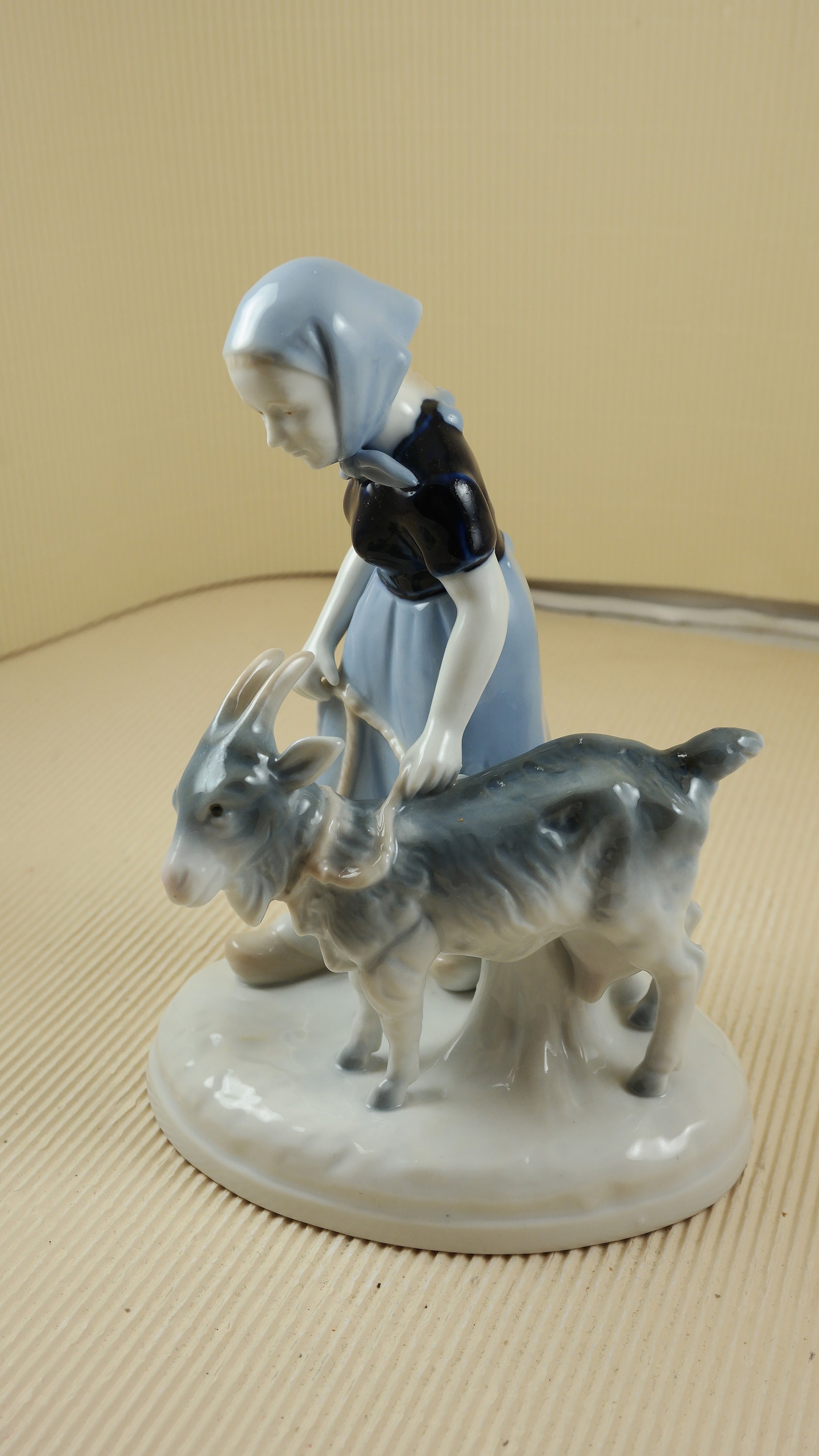 Vintage Farm Girl With Goat Porcelain Figurine Danish Design - Etsy