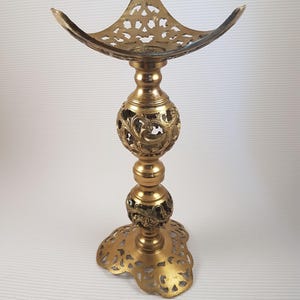 Vintage Brass Gold Engraved Candlestick Made in India - Etsy