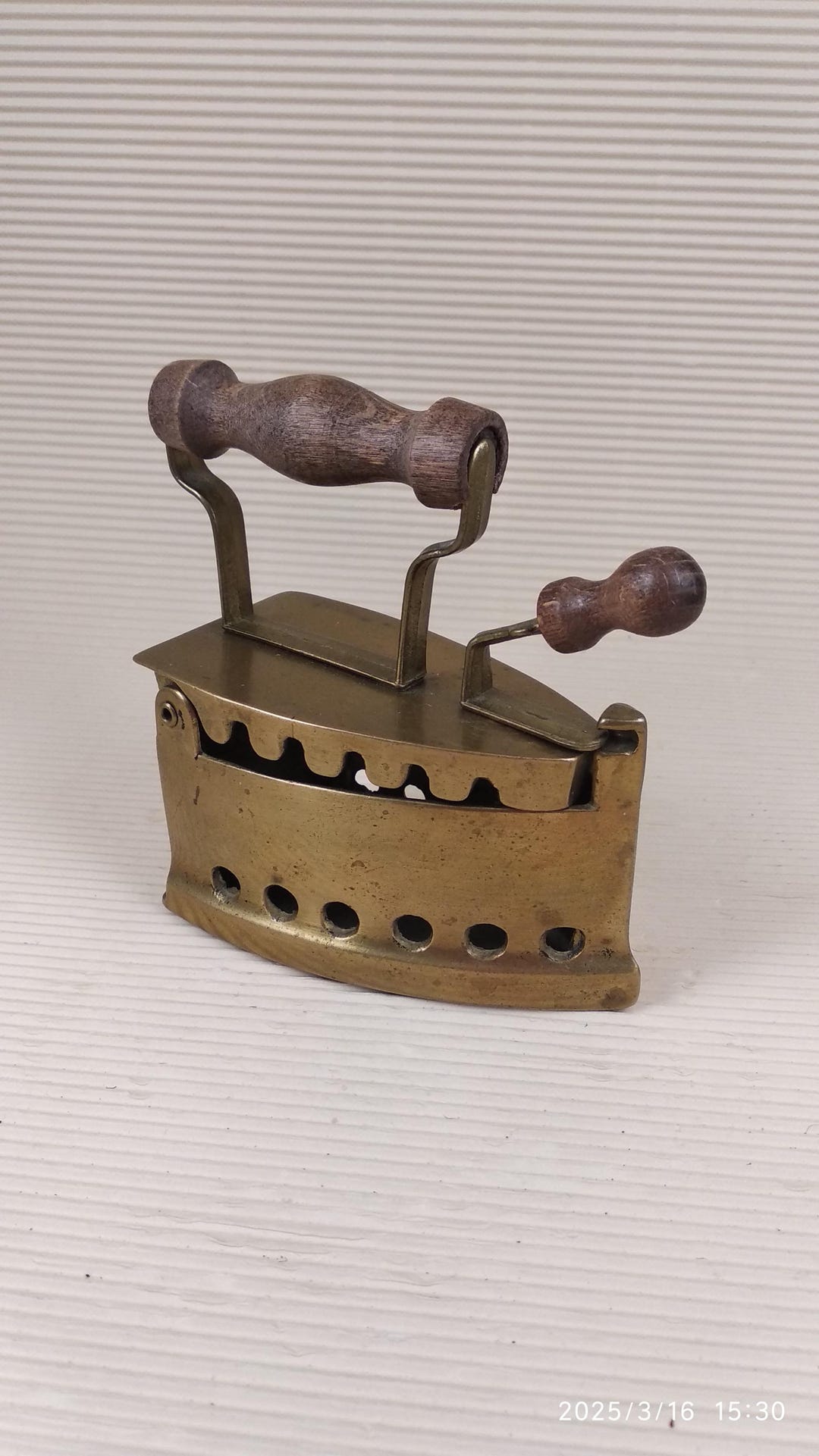 Vintage Mini Brass Iron Small Solid Iron With Wood Handle Collectible ...