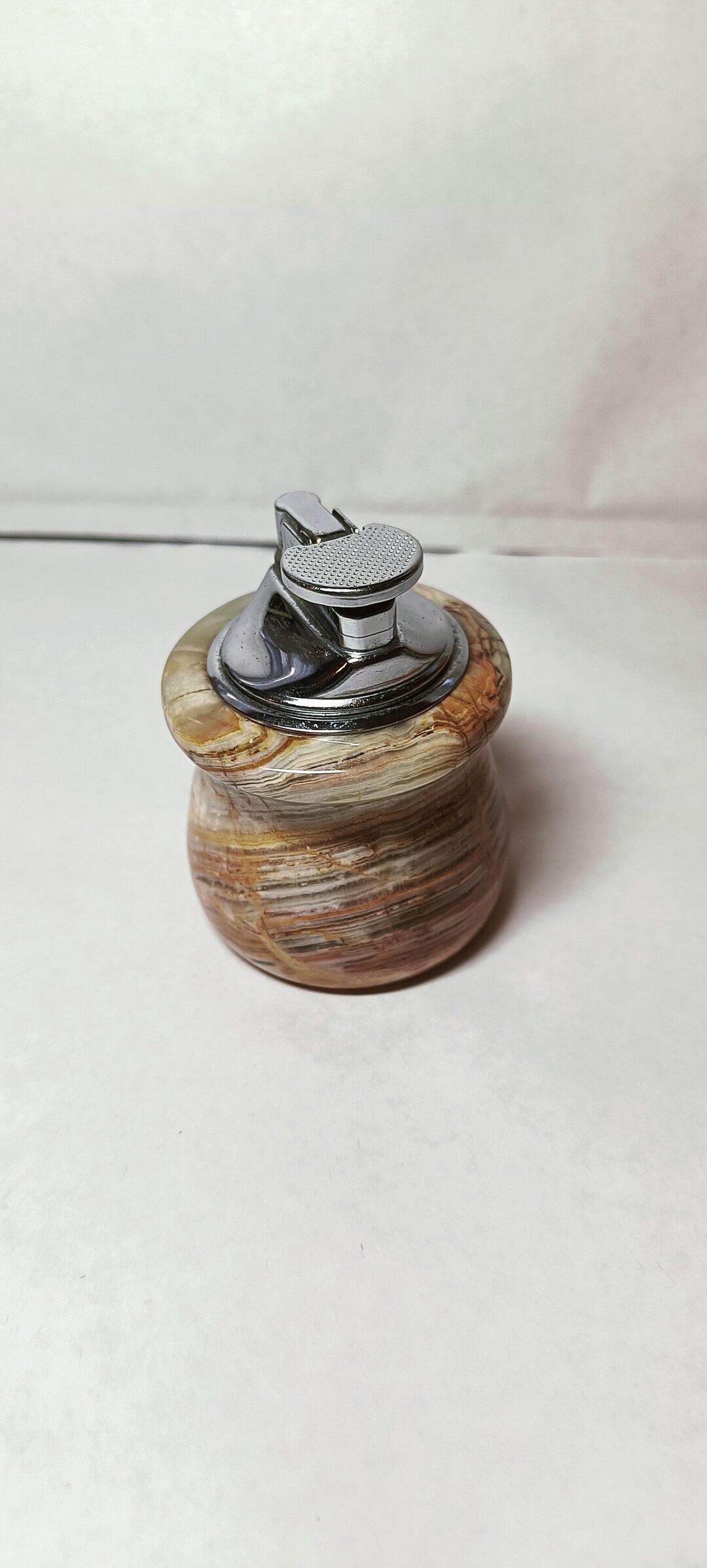 Vintage Onyx Lighter Round Light Brown Marble - Etsy