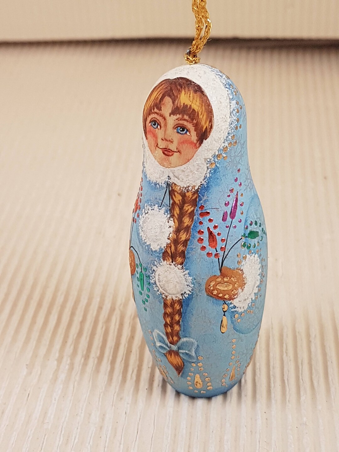 Vintage Russian Lacquerware Hand-painted Wooden Matryoshka Hanging ...