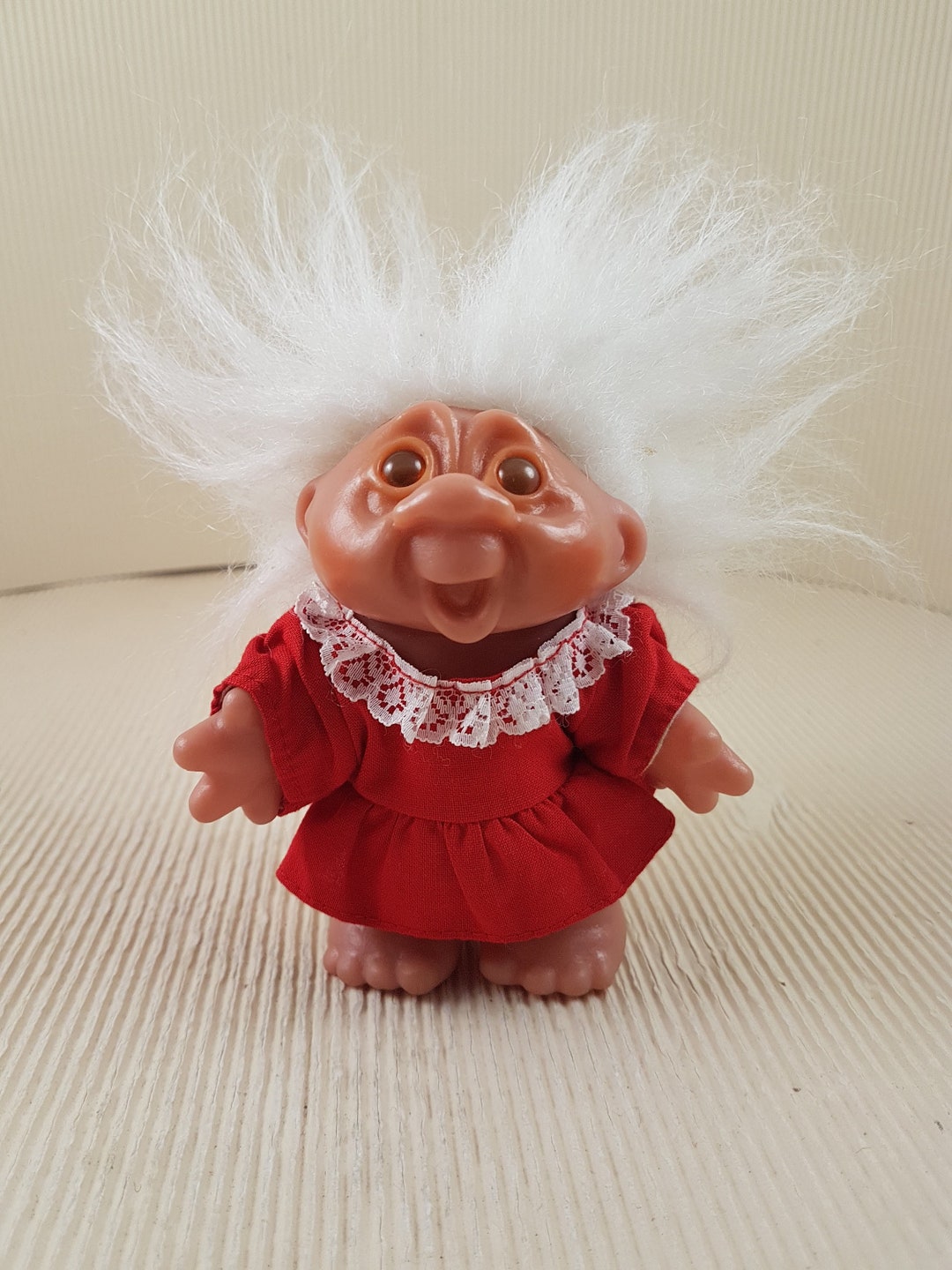 Vintage Dam Troll Girl Dolldressed White Hair Made In China Etsy