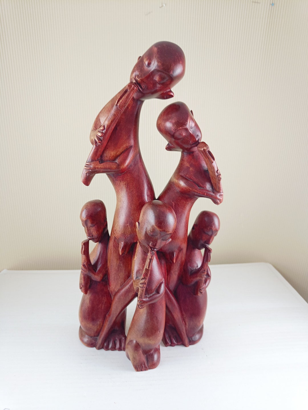 Wood Carving Sculpture African Family Playing Flute Music One Piece - Etsy