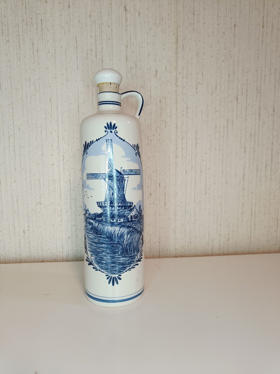 Vintage Delft Bols Bottle Decanter & Matching Cork Windmill Floral ...