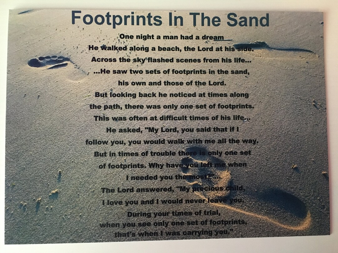 Footprints in the Sand 7" X 5" Laminated Grave Card *in Memory*memorial ...