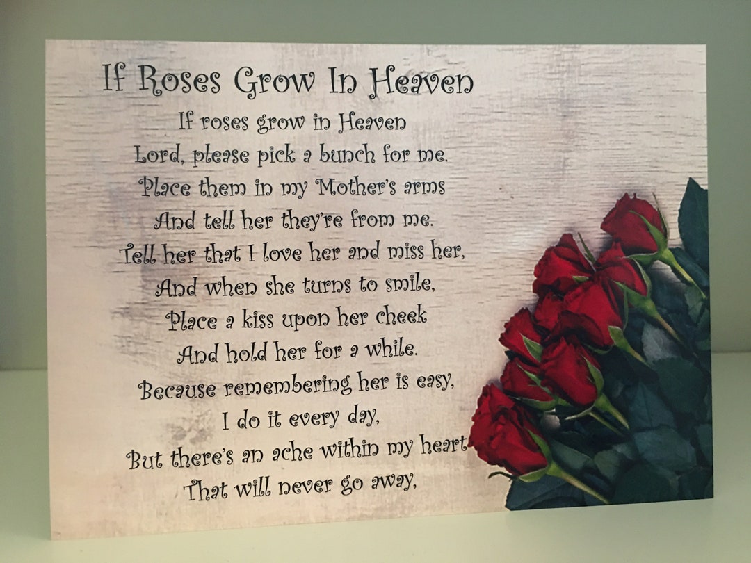 If Roses Grown In Heaven 7 x 5 Grave Grave Card - Etsy France