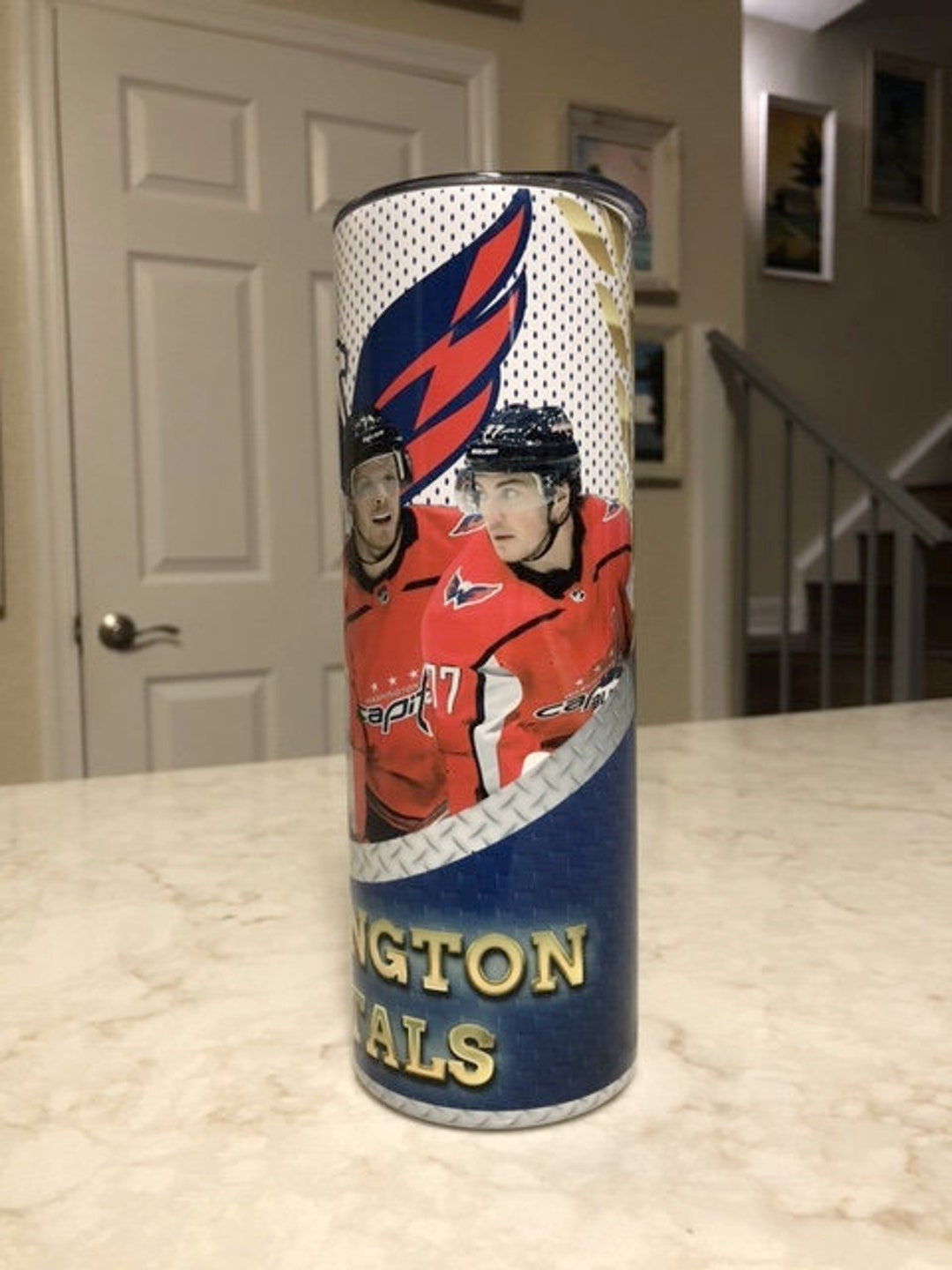 Washington Capitals Tumbler With Straw, Sublimated 20 Oz Skinny Tumbler ...