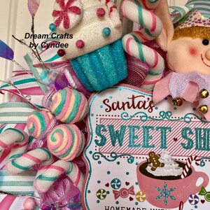 Christmas Elf Wreath, Santas Sweet Shop Wreath, Pastel Christmas Wreath ...