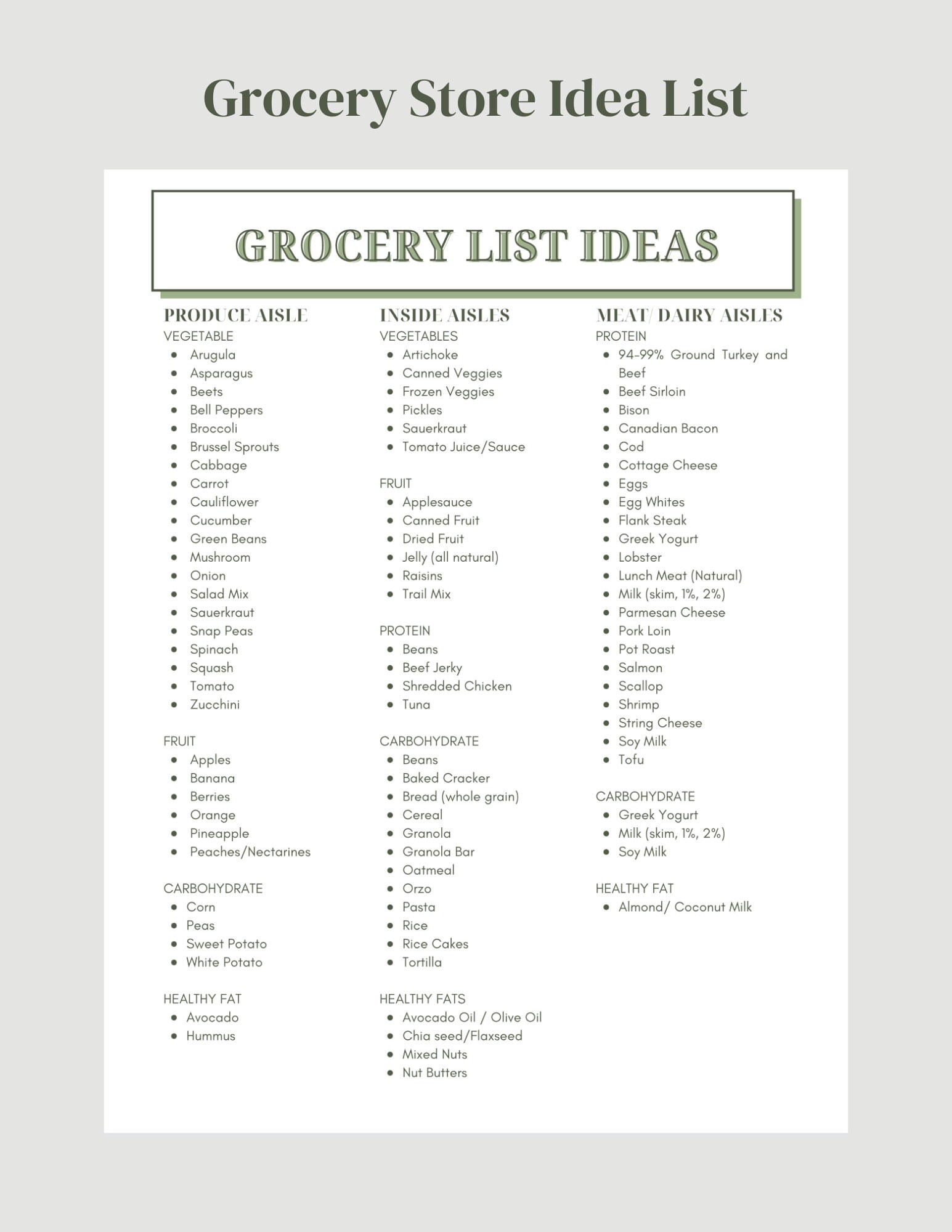 Weekly Meal Planner and Grocery List Printable Templates, Meal Prepping ...