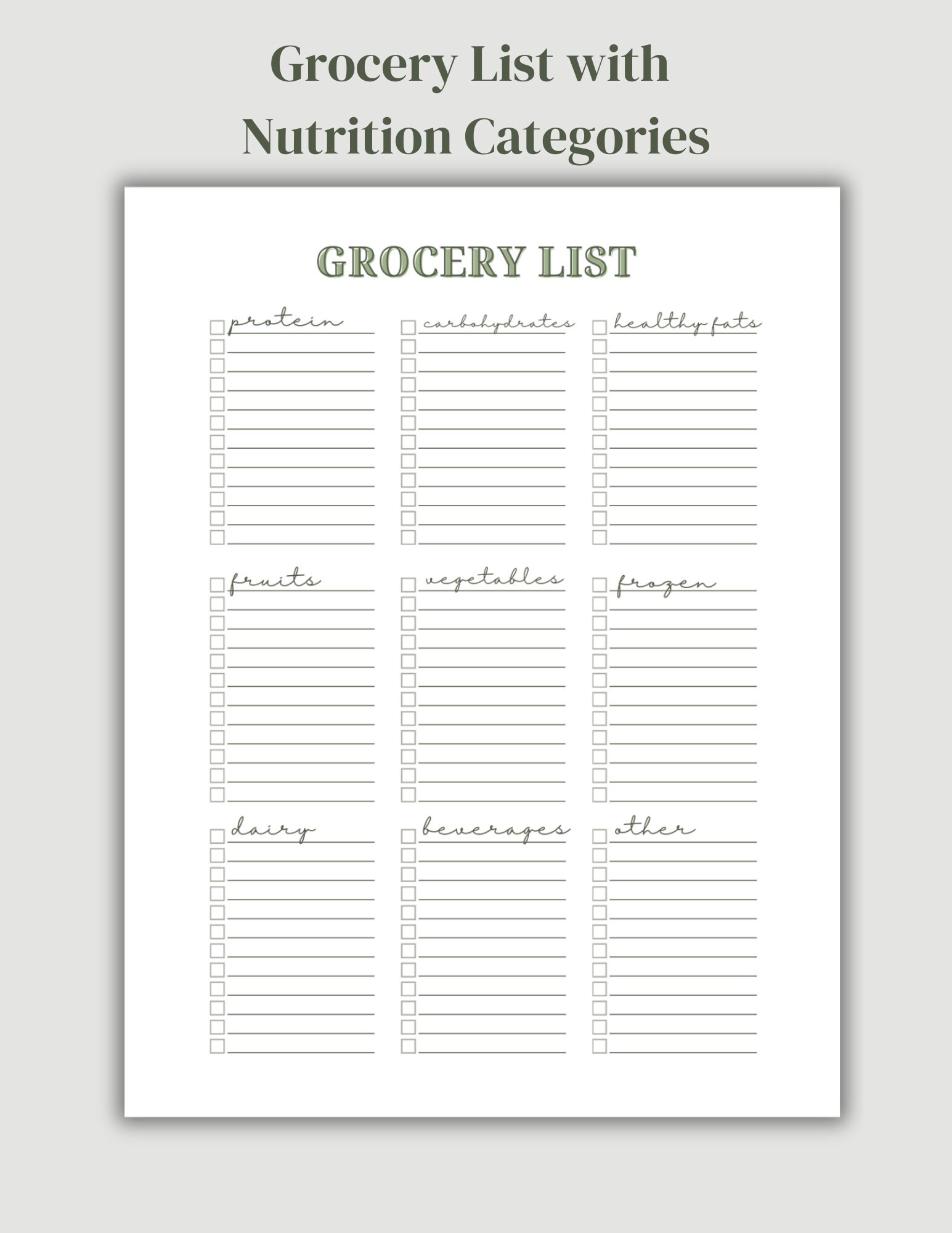 Weekly Meal Planner and Grocery List Printable Templates, Meal Prepping ...