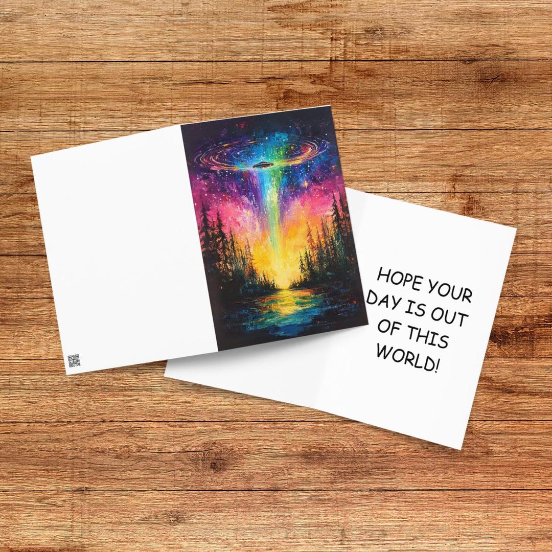 UFO Greeting Card, Alien Outer Space Inspiration - Etsy