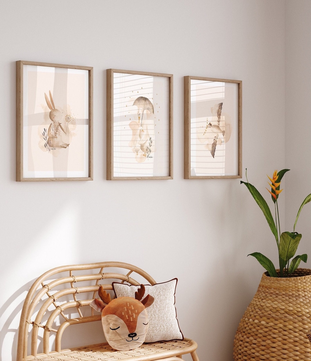 Kinderkamer posters SET x3, goudfolie, babykamer wanddecoratie ...