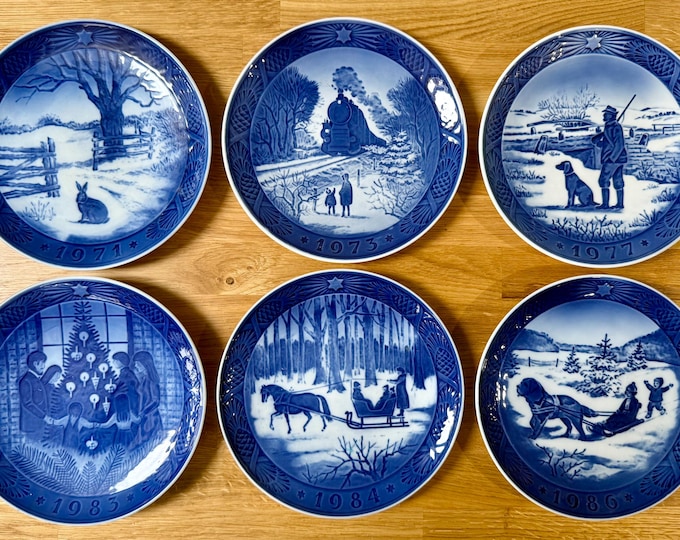 Royal Copenhagen Annual Blue Christmas Plates 1970's Set of 10 Vintage ...