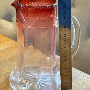 VINTAGE PINK DIAMOND Cut Glass Tankard Style Water Jug / Pitcher L ...
