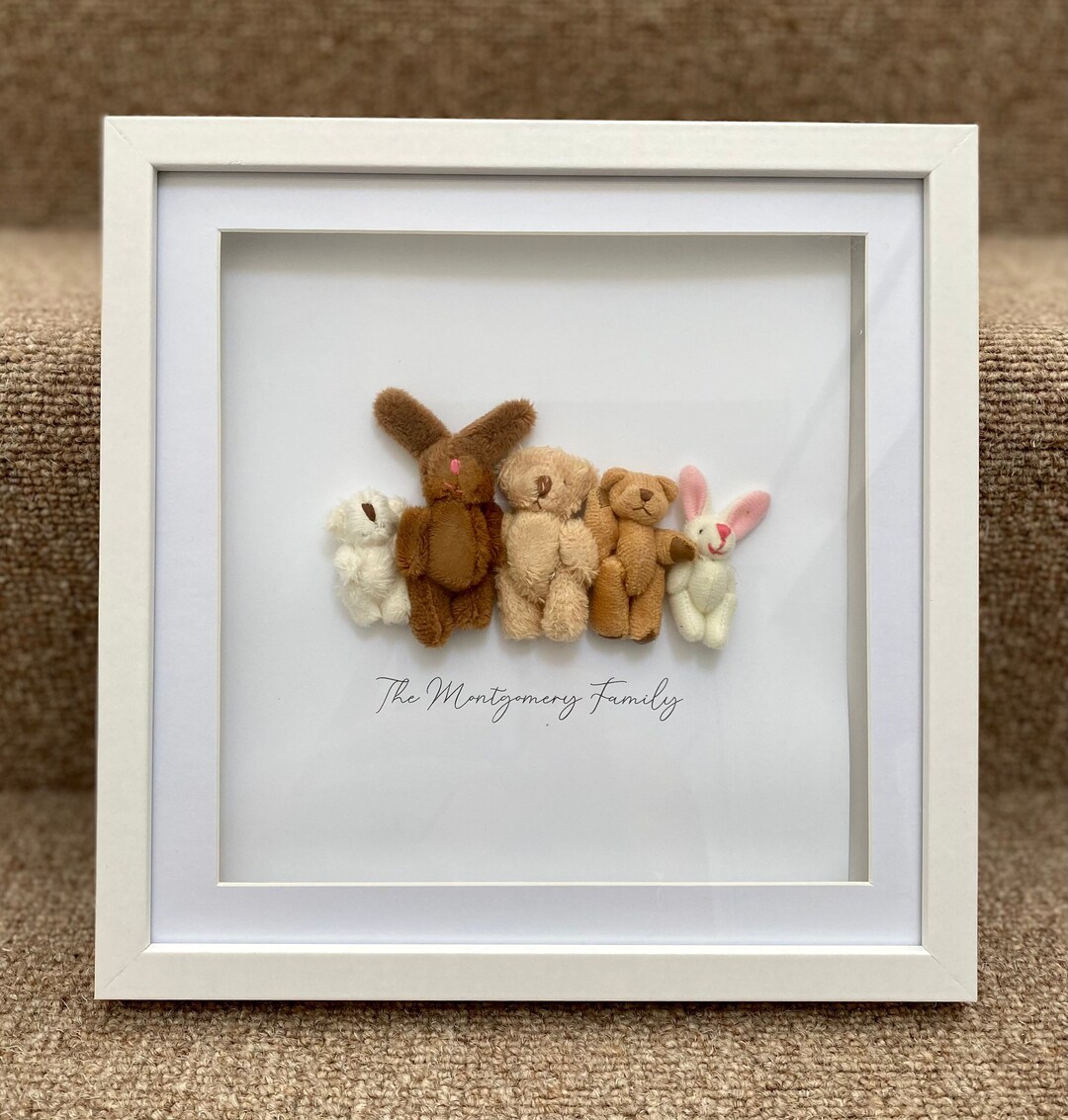 CUDDLIES FAMILY PICTURE Handmade Personalised Picture Made up of Teddy ...