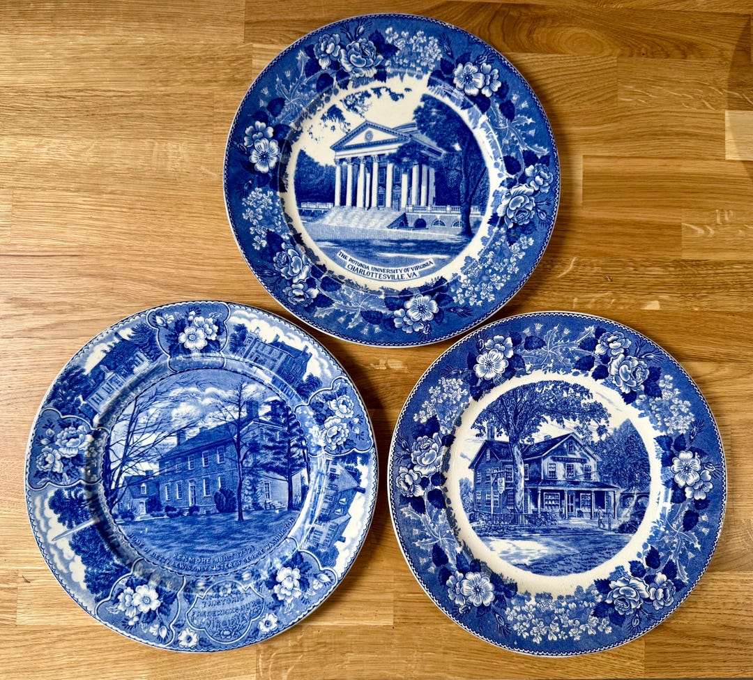 Vintage Blue and White Plates by Adams Pottery L Old English ...