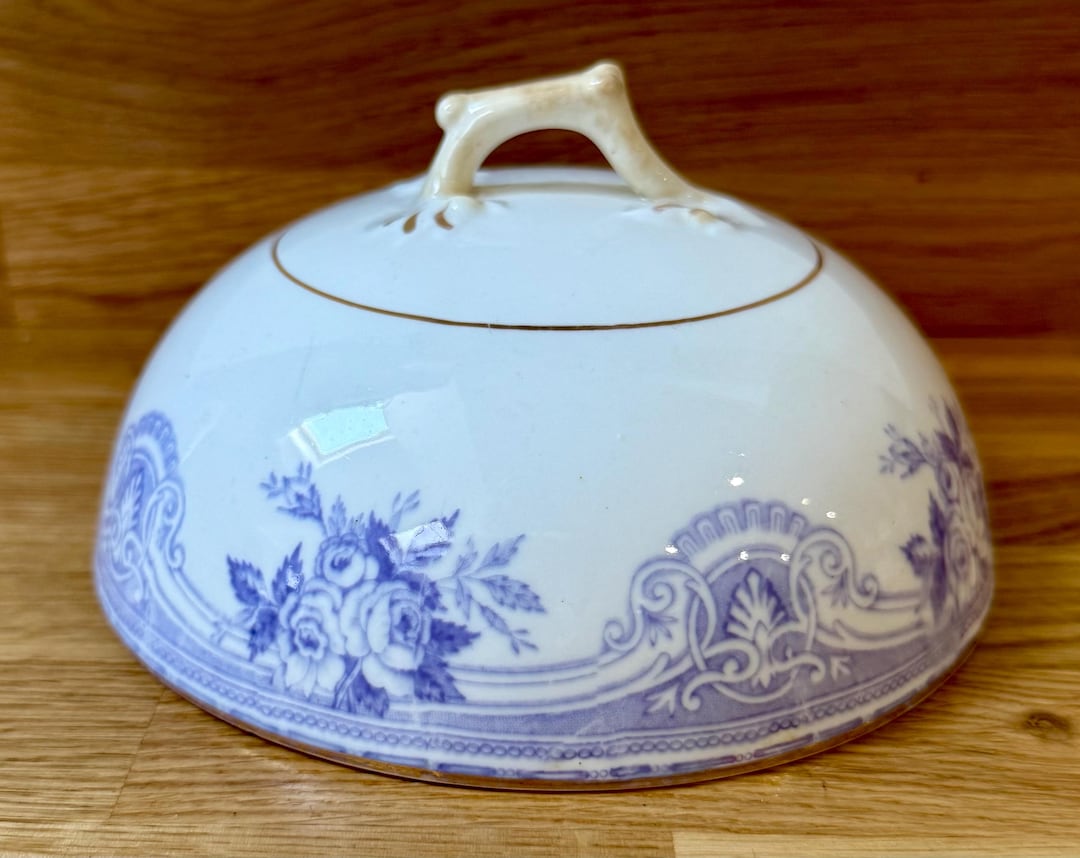 ANTIQUE SMALL CLOCHE / Muffin Cover L Lavender Transferware Pattern I ...