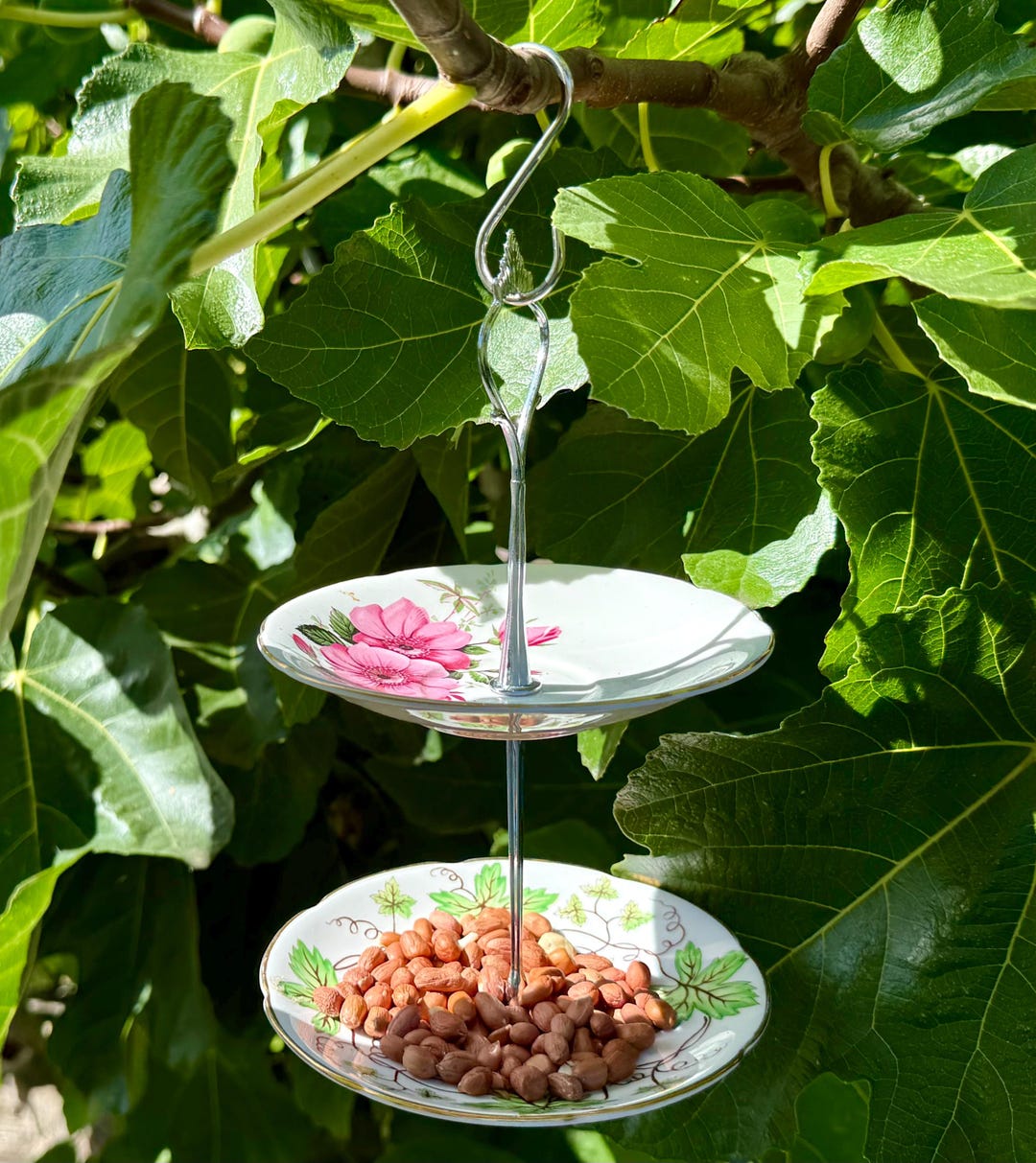 UPCYCLED SAUCER BIRD Feeder L Handmade Using Repurposed, Vintage ...