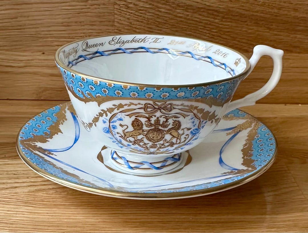 QUEEN ELIZABETH II Cup & Saucer by Royal Collection L 90th Birthday ...