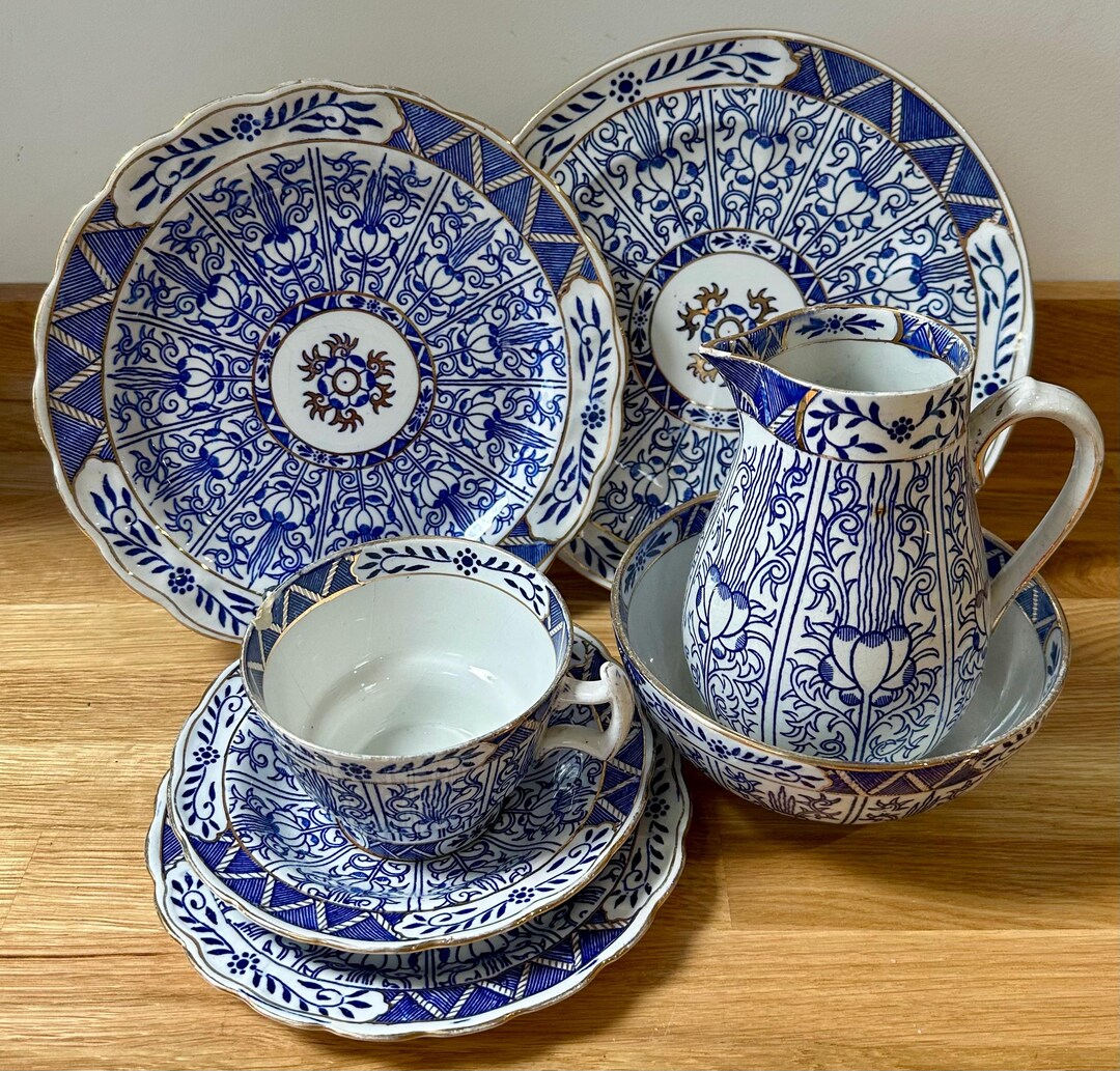 A.G. HARLEY JONES “wilton Lily” L Cup, Saucer, Milk Jug, Sugar Bowl ...