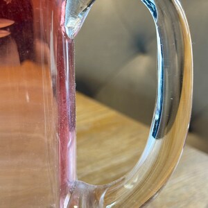 VINTAGE PINK DIAMOND Cut Glass Tankard Style Water Jug / Pitcher L ...