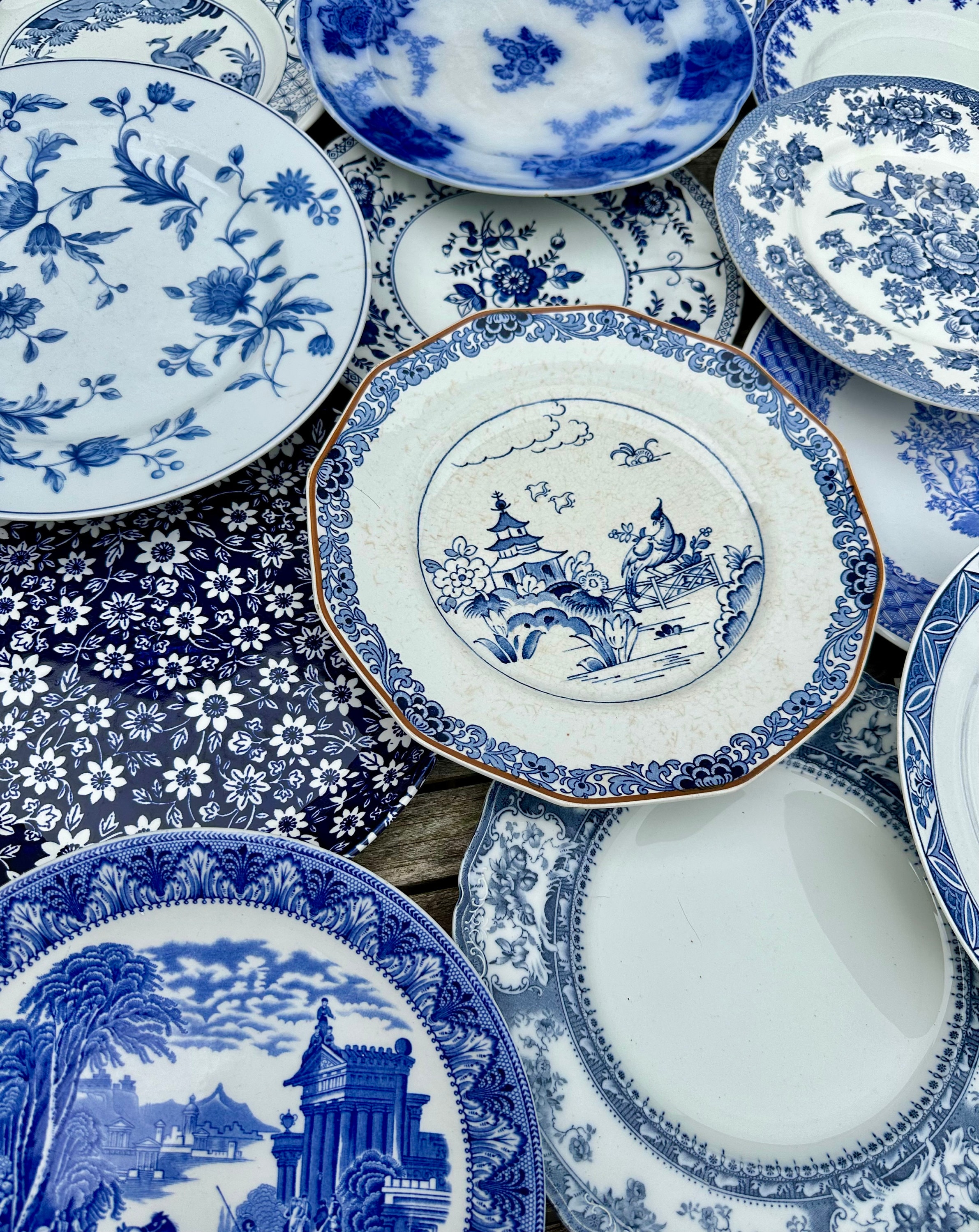 4/6 X 8”, 9” or 10” BLUE & WHITE MISMATCHED Vintage Dinner /luncheon ...