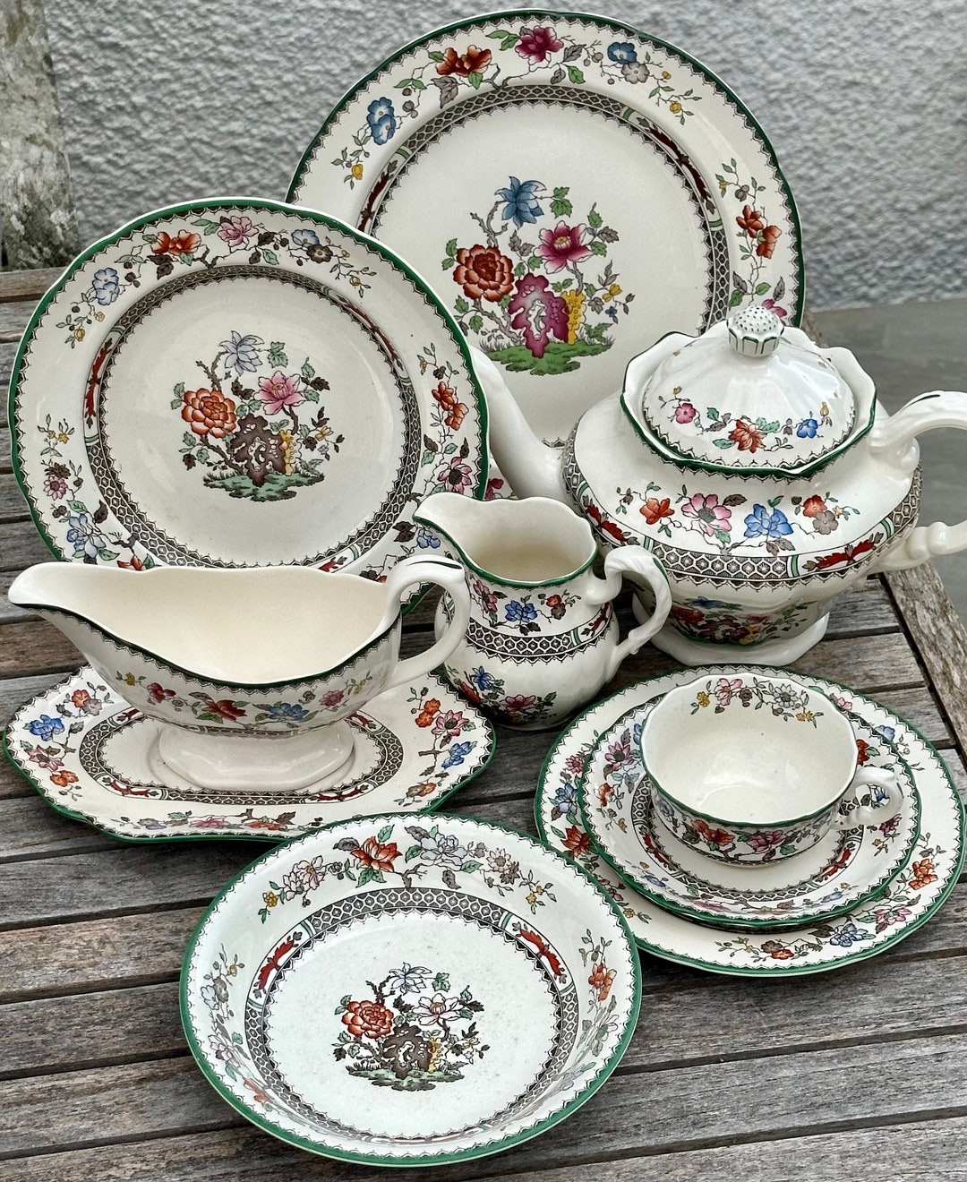 SPODE CHINESE ROSE Antique Copeland Spode Teapot, Bowls, Plates, Cups ...