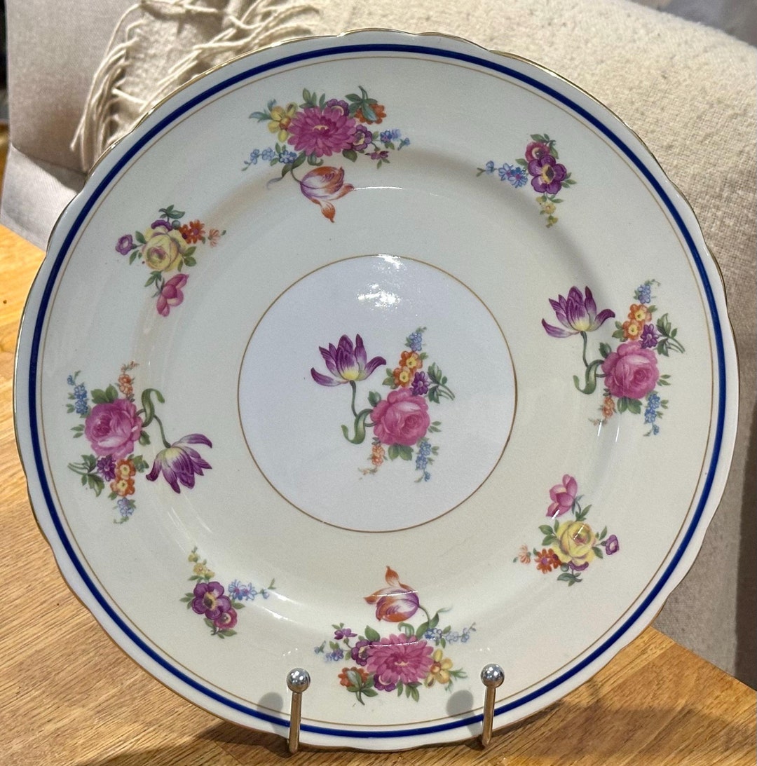 AYNSLEY CLARIDGE Floral Pattern Plate Ivory W/ White Center Floral L 10 ...