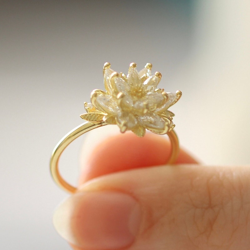 Lotus Flower Ring - Etsy