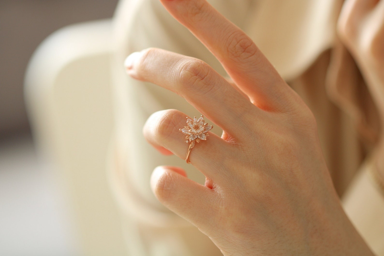 Lotus Flower Ring.lotus Ring.birthday Gift.gift for Girlfriend.gift for ...