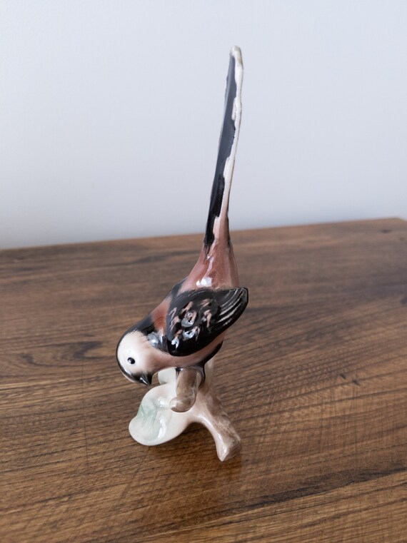 Goebel bird figurine Long tailed titmouse bird it is on branch with ...