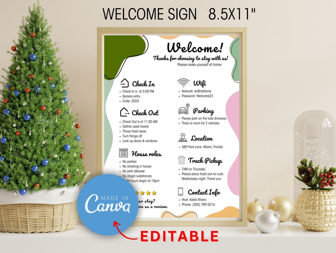 Airbnb Welcome Sign Template: House Rules Poster (canva Editable) - Etsy